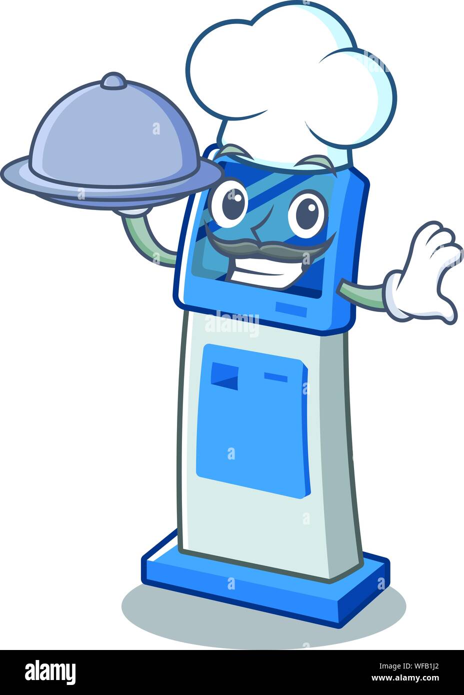 Chef with food information digital kiosk isolated in the mascot Stock ...