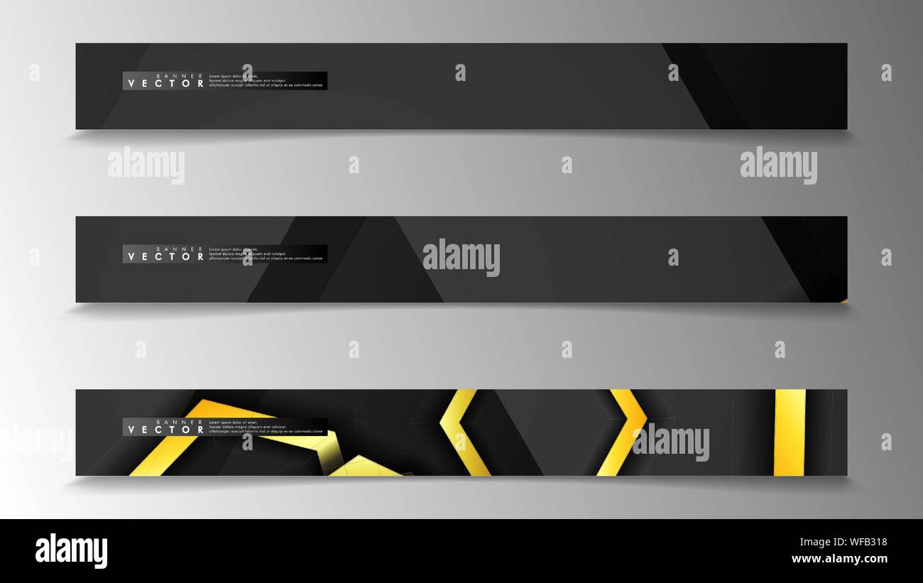 Banner collection, vector backgrounds with hexagon gold. space banner ...