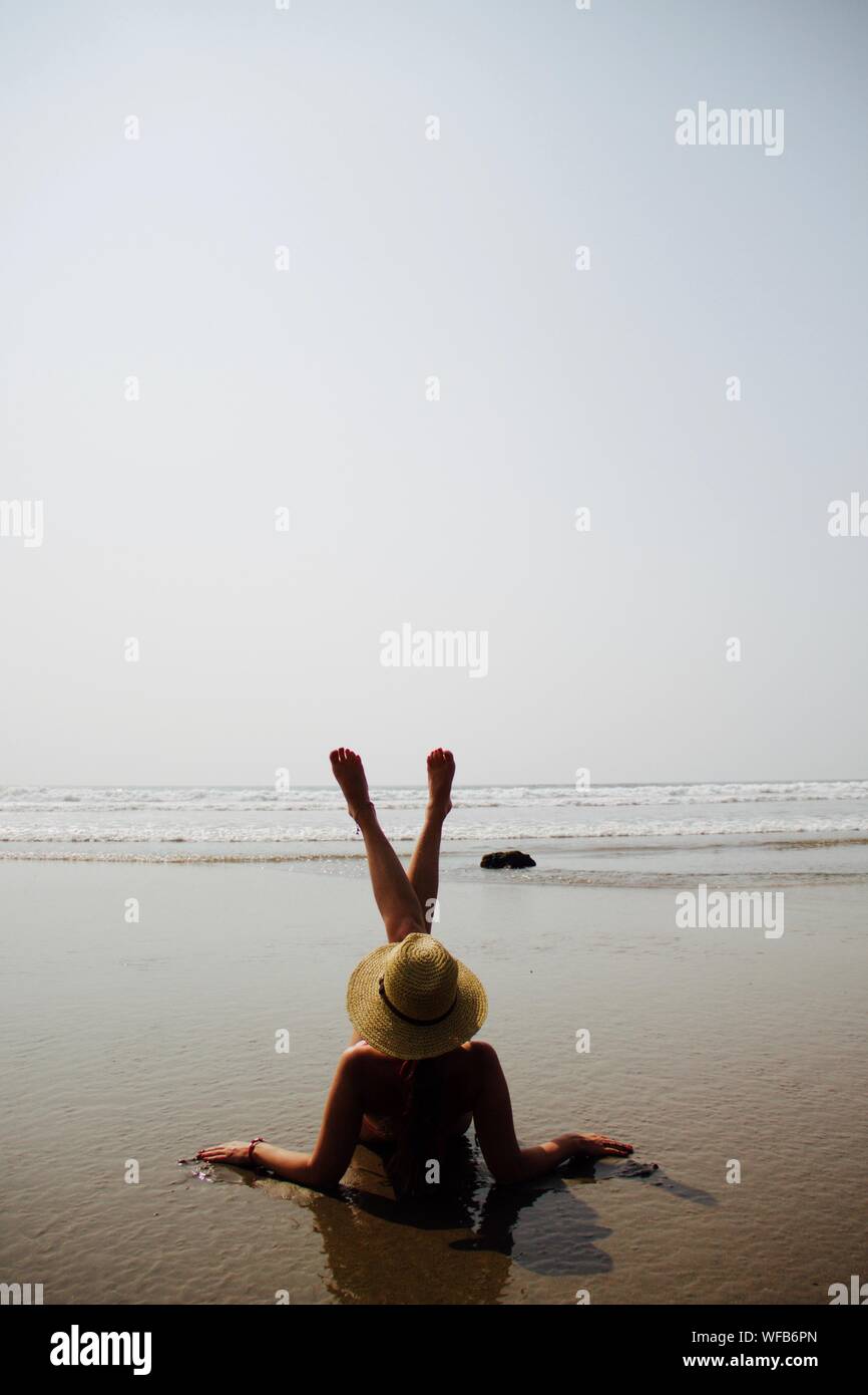 Rear View Fun Young Woman Beach High Resolution Stock Photography and ...