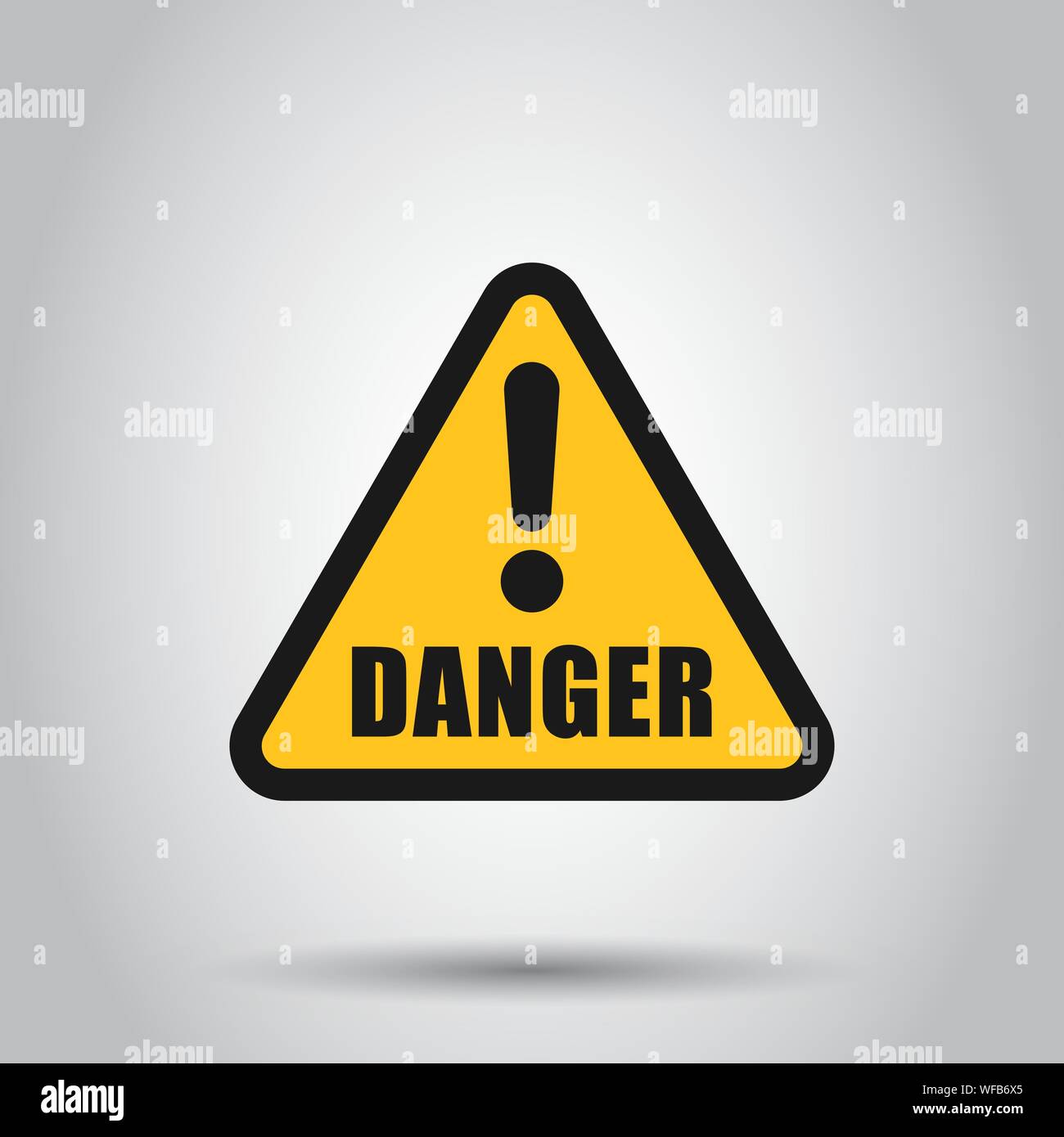 Exclamation mark icon in flat style. Danger alarm collection vector ...