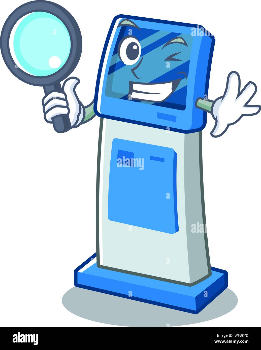 Detective information digital kiosk with in cartoon shape Stock Vector ...