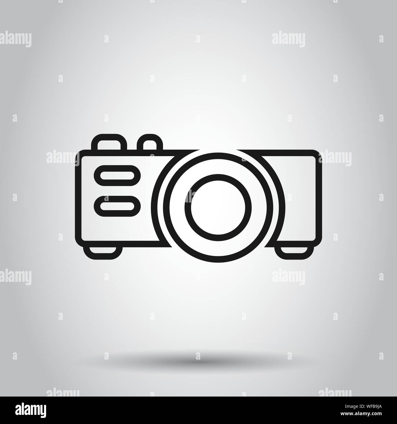 Video projector sign icon in flat style. Cinema presentation device ...