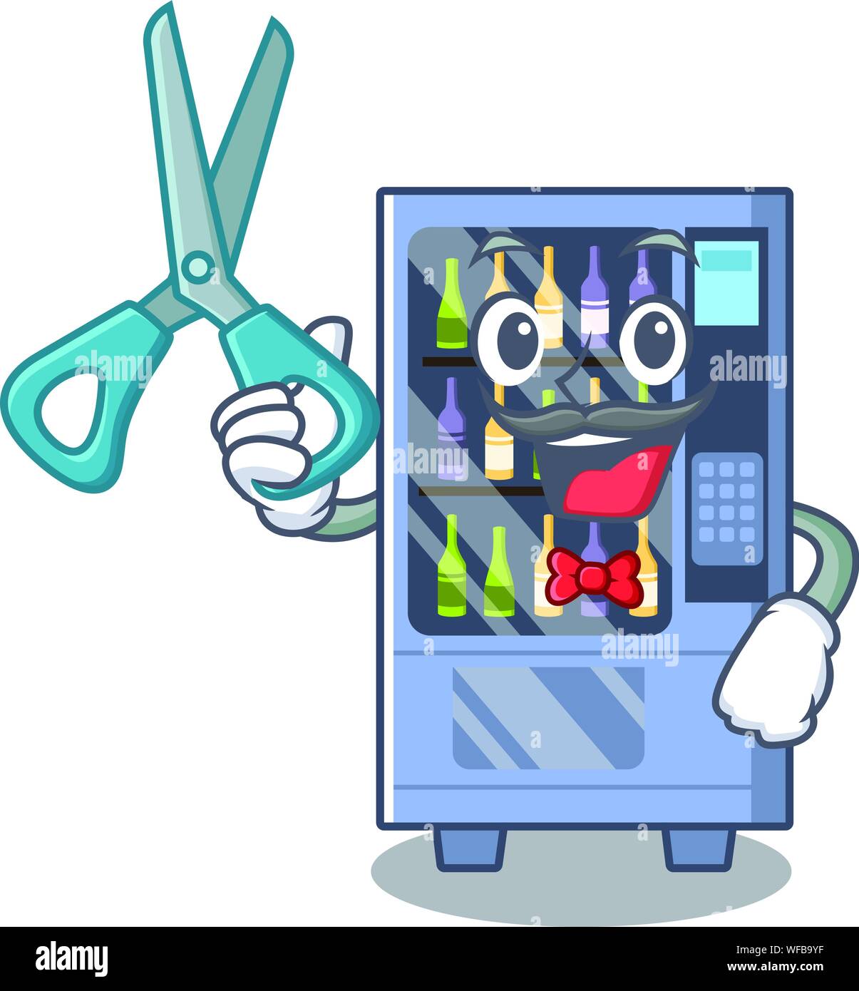 Barber cartoon wine vending machine on character table Stock Vector ...