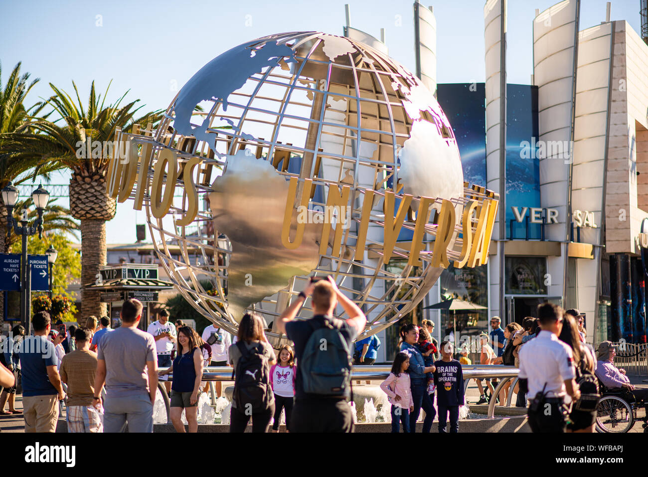LA, USA - 2nd November 2018: The famous globe and sign at Universal ...