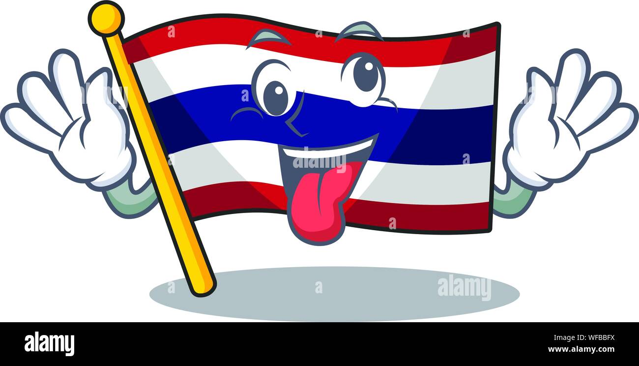 Crazy flag thailand cartoon is hoisted on character pole Stock Vector ...