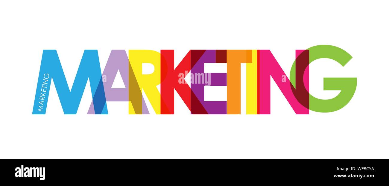MARKETING. Color colorful banner, lowercase letters, simple design ...
