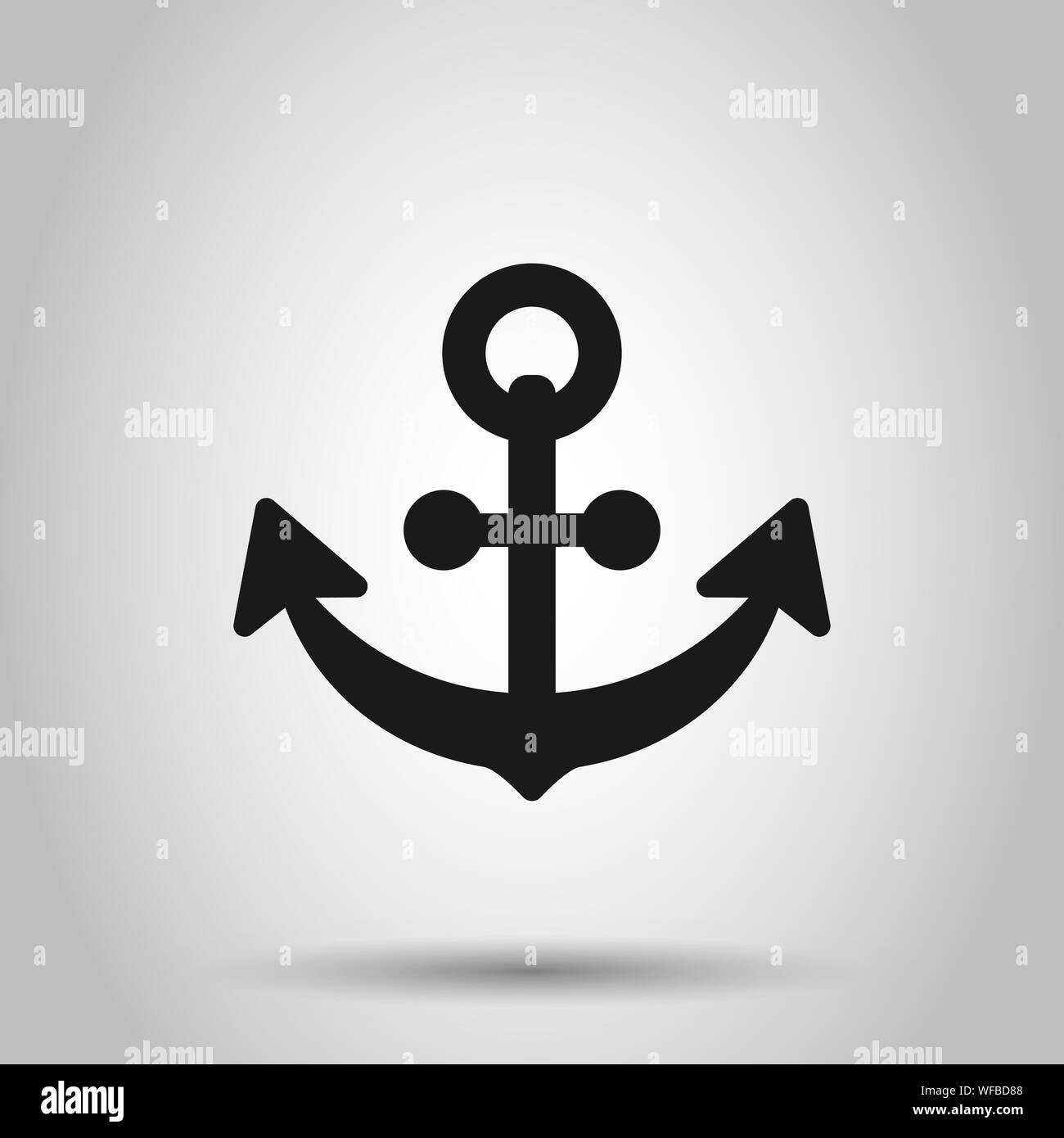 Boat anchor sign icon in flat style. Maritime equipment vector ...