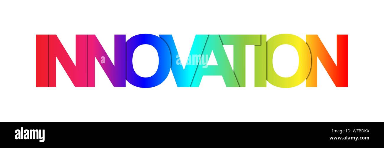 INNOVATION. Colorful color banner, lowercase letters, gradient color ...
