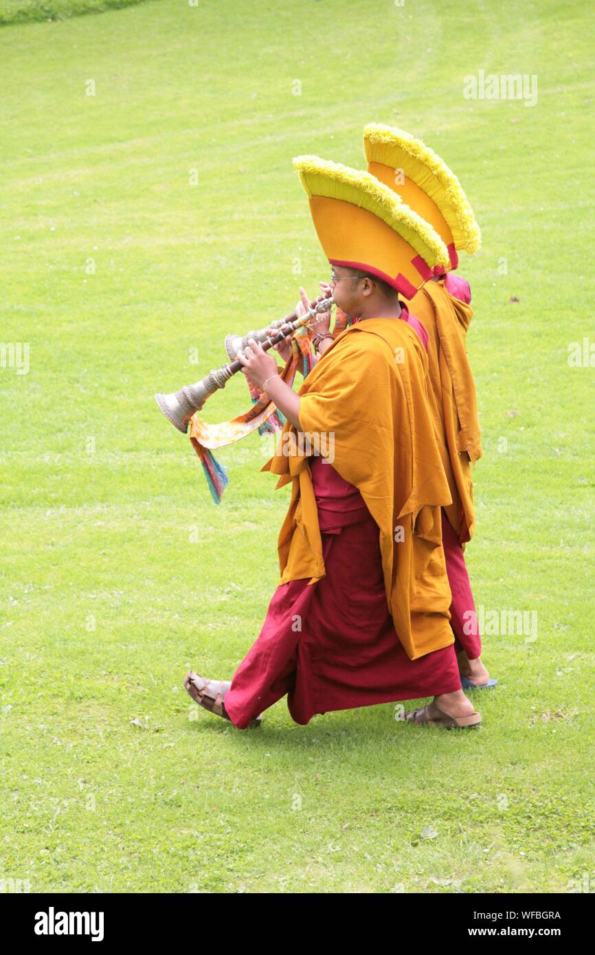 Tibetan ceremony with costumes and musical instruments Stock Photo - Alamy