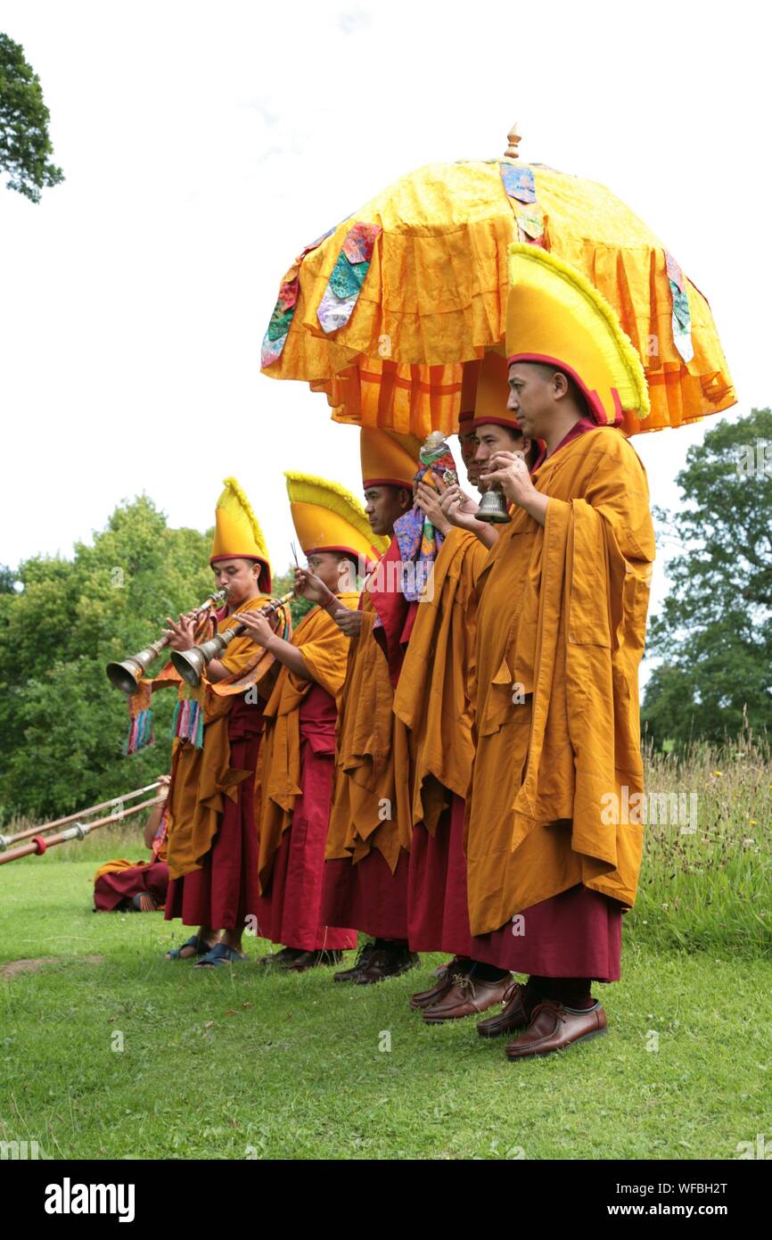 Tibetan ceremony with costumes and musical instruments Stock Photo - Alamy