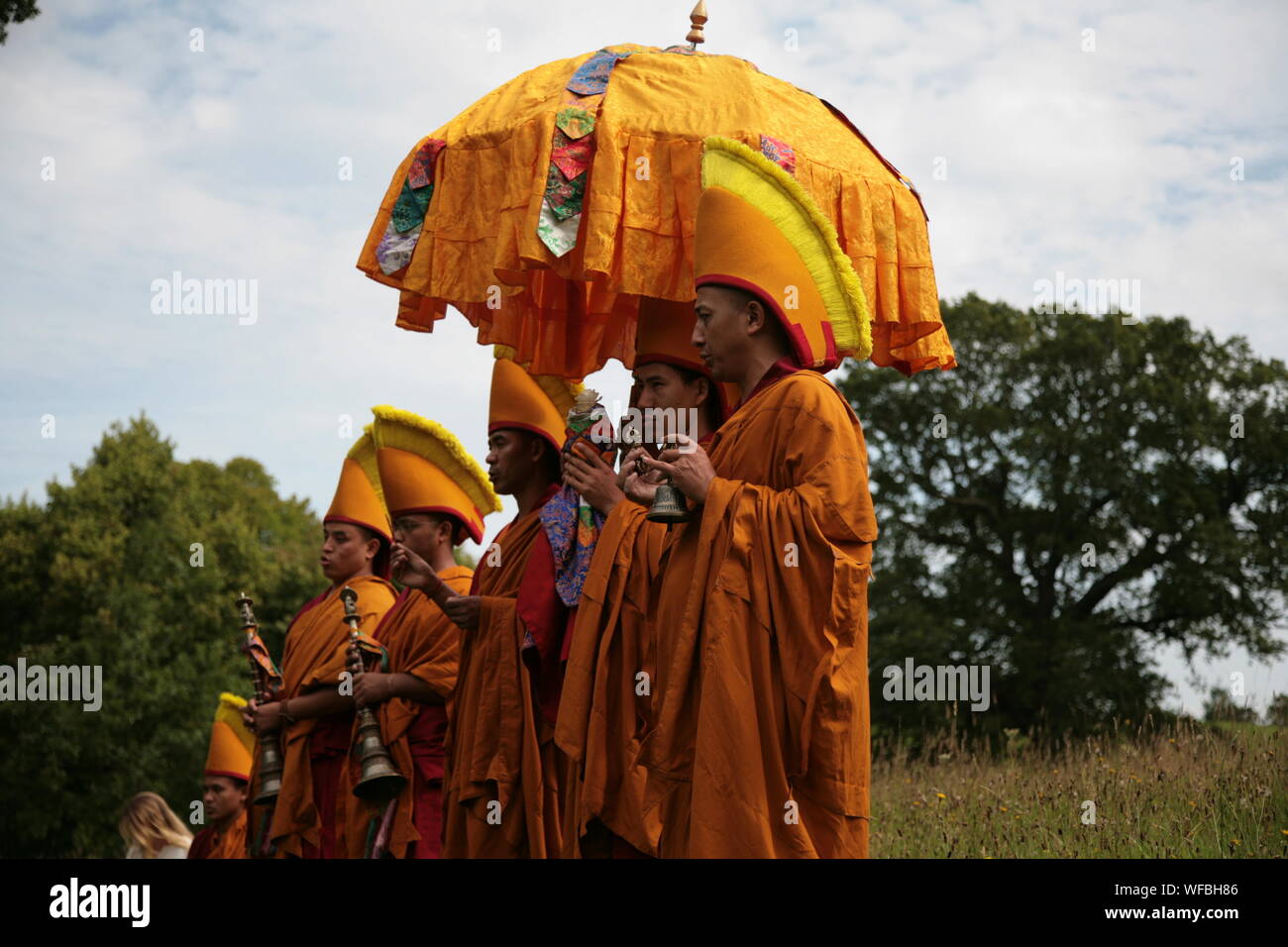 Tibetan ceremony with costumes and musical instruments Stock Photo - Alamy