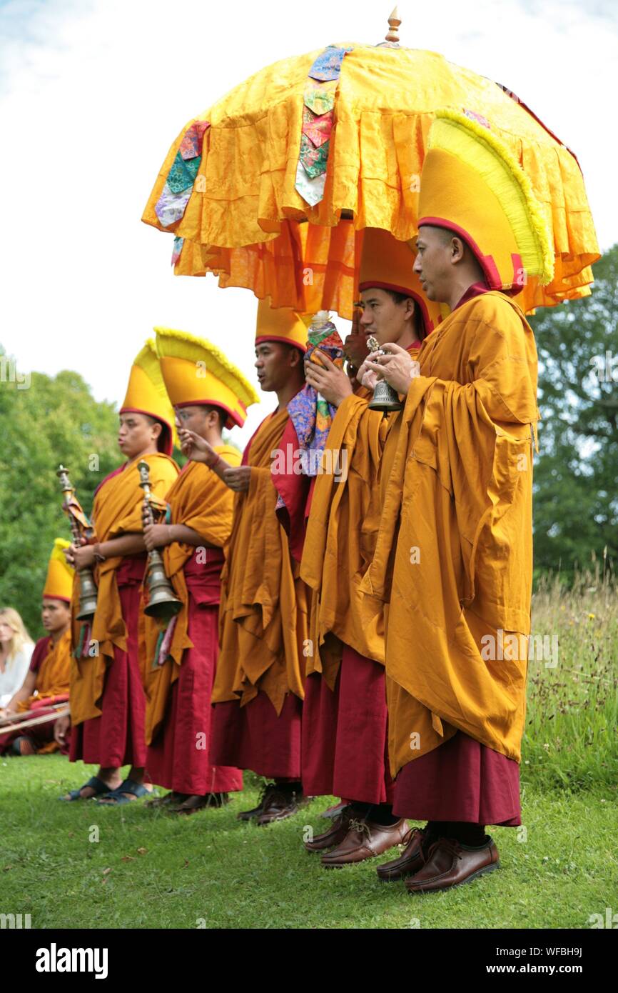 Tibetan ceremony with costumes and musical instruments Stock Photo - Alamy