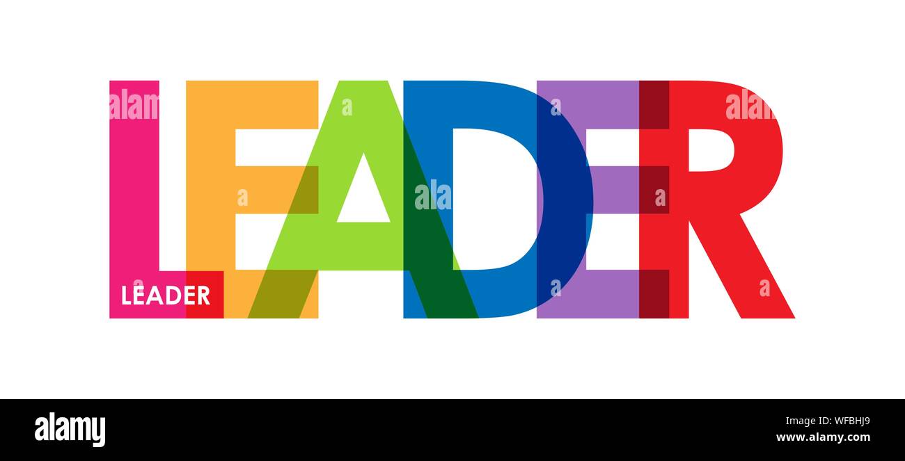 LEADER. Colorful color banner, lowercase letters, simple design Stock ...