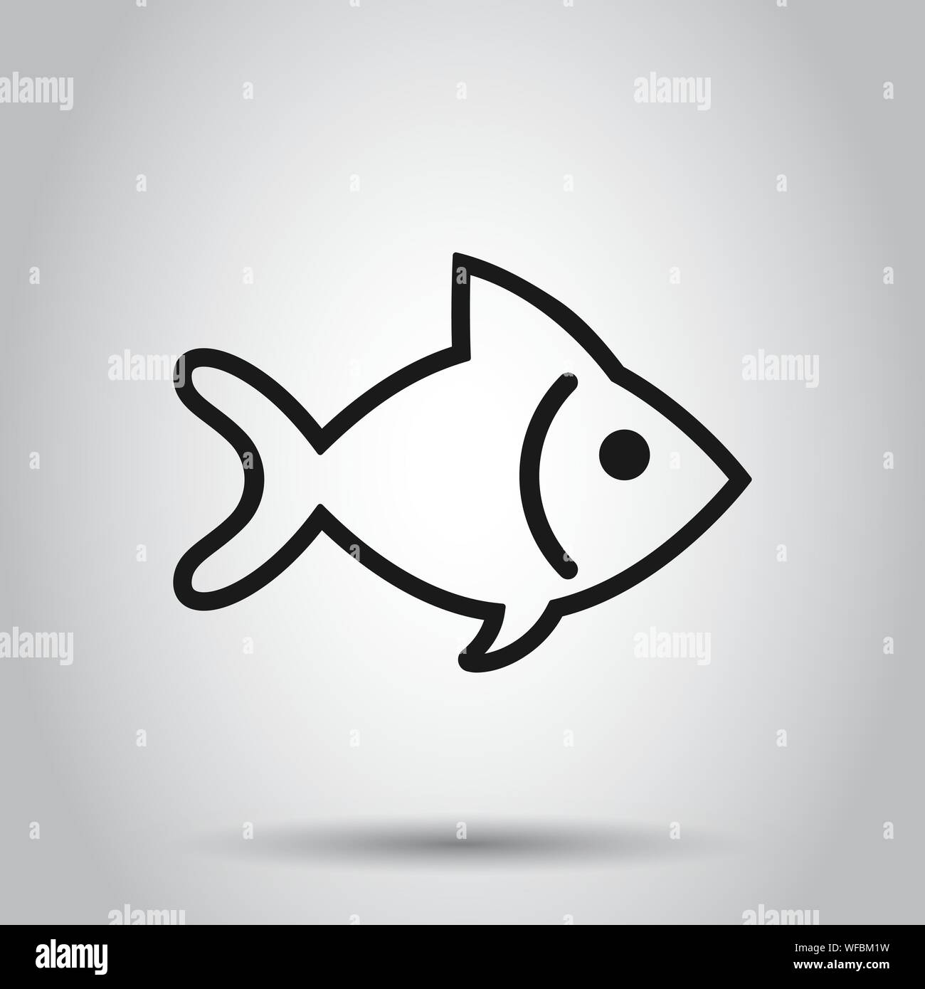 Fish sign icon in flat style. Goldfish vector illustration on isolated ...