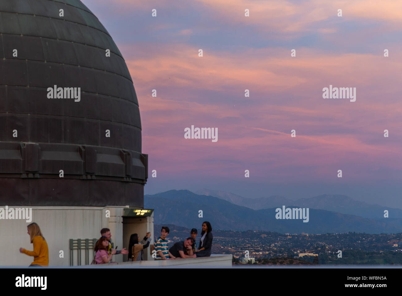 LA, USA - 3rd November 2018: Tourists atop the famous Griffith ...