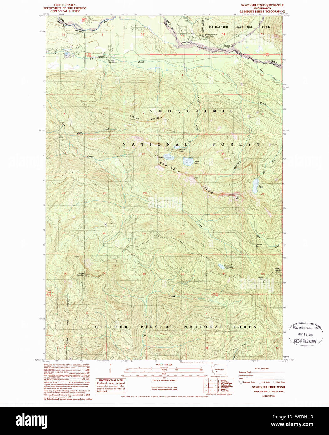 USGS Topo Map Washington State WA Sawtooth Ridge 243590 1989 24000 ...