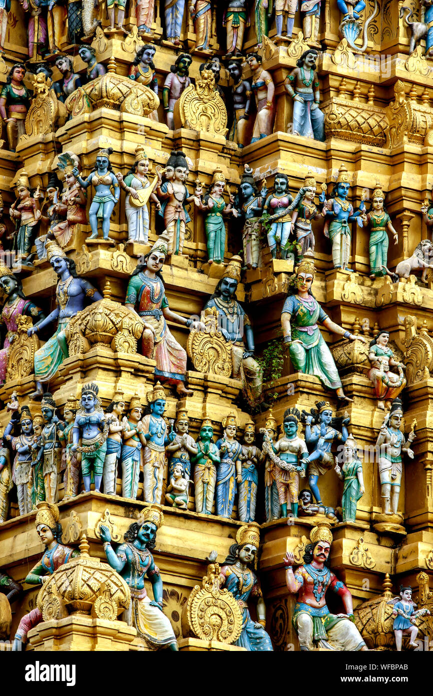 MATALE, SRI LANKA - AUGUST 16, 2019 : A section of the shikhara at ...