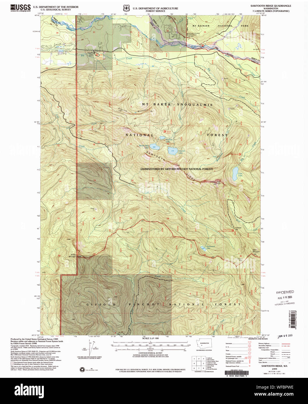 USGS Topo Map Washington State WA Sawtooth Ridge 243591 1998 24000 ...