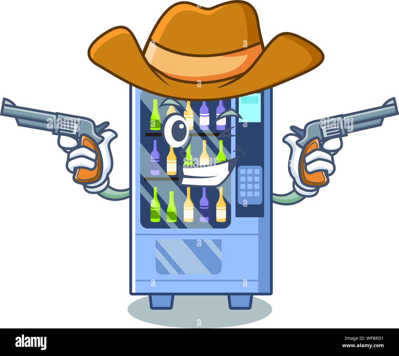 Cowboy cartoon wine vending machine on character table Stock Vector ...