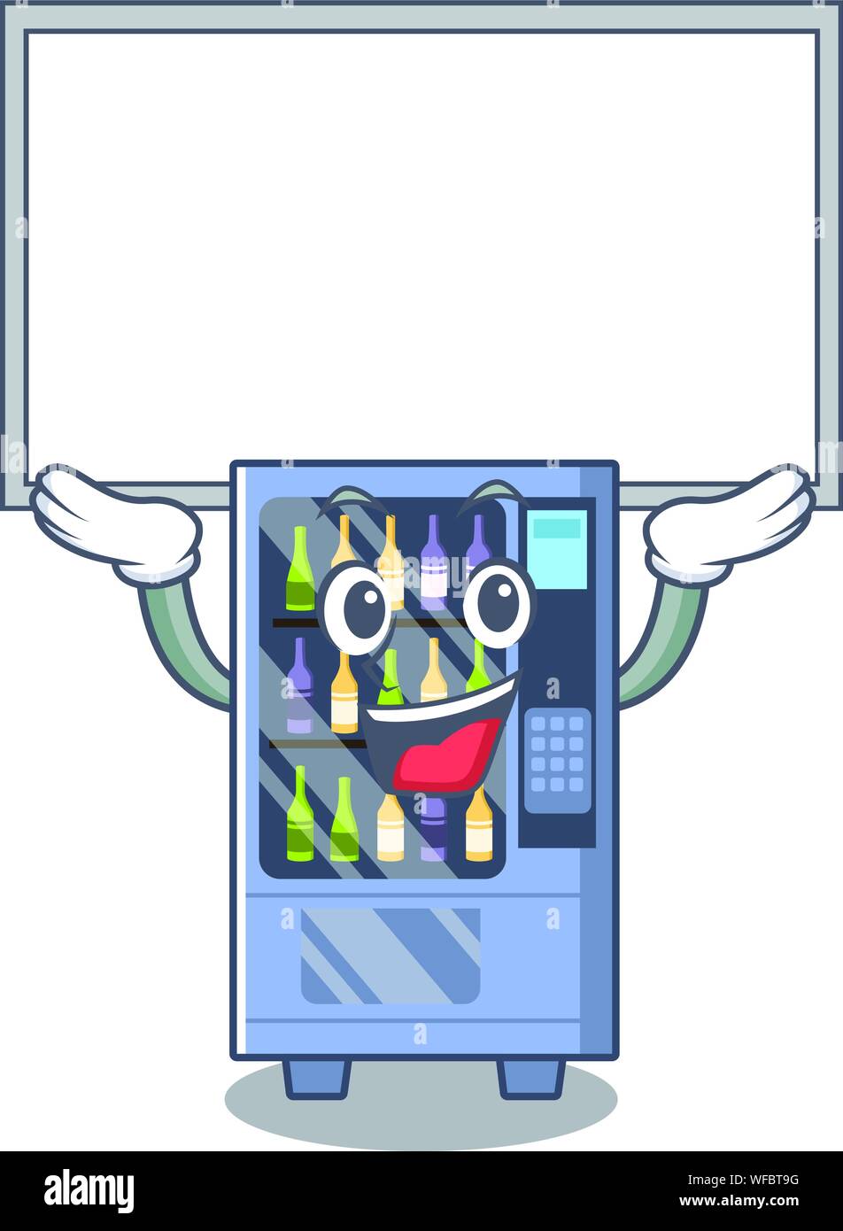 Up board cartoon wine vending machine on character table Stock Vector ...
