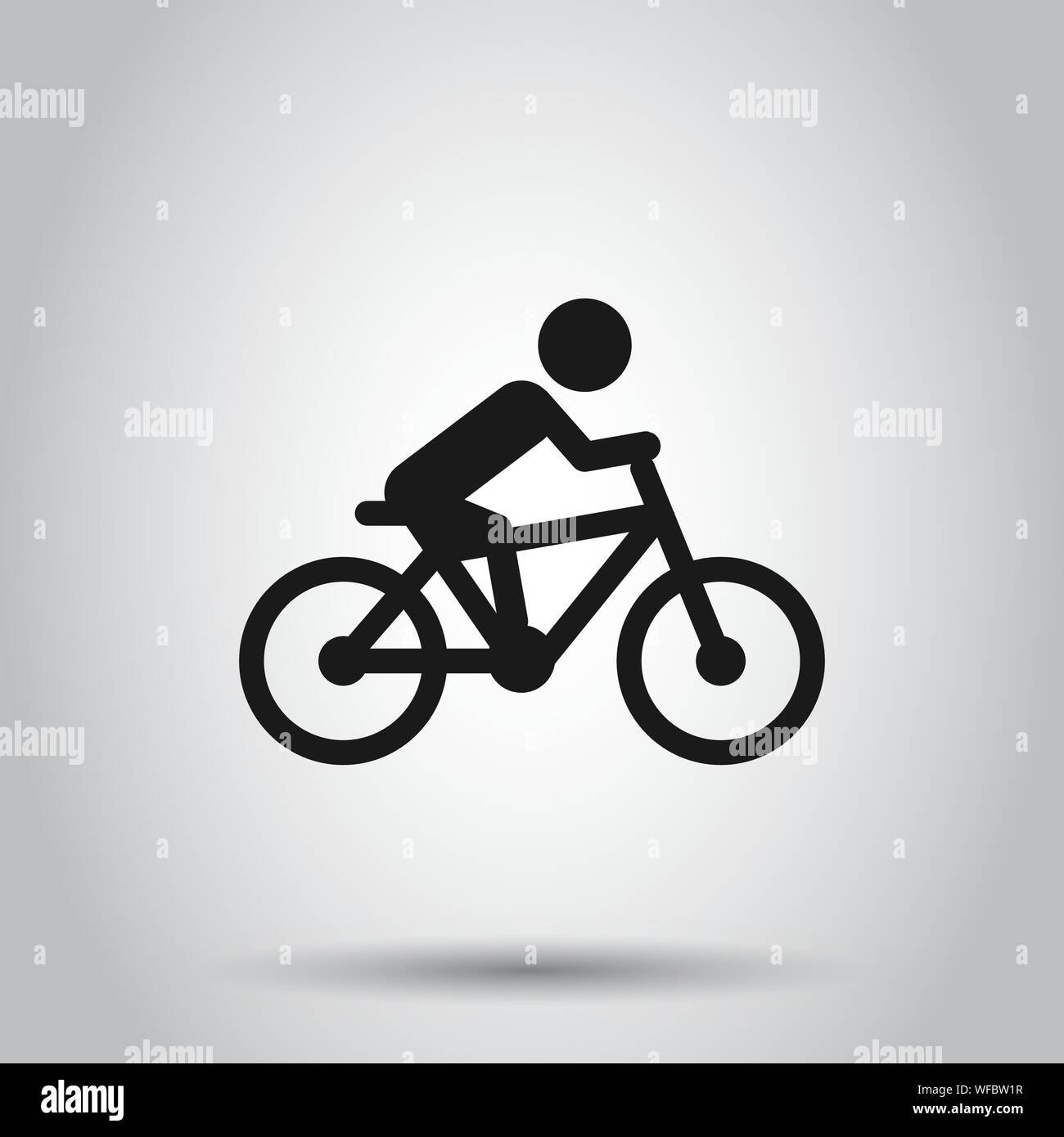 People on bicycle sign icon in flat style. Bike vector illustration on ...