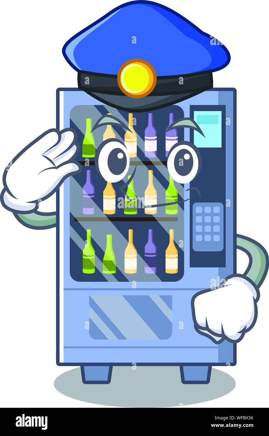 Police cartoon wine vending machine on character table Stock Vector ...