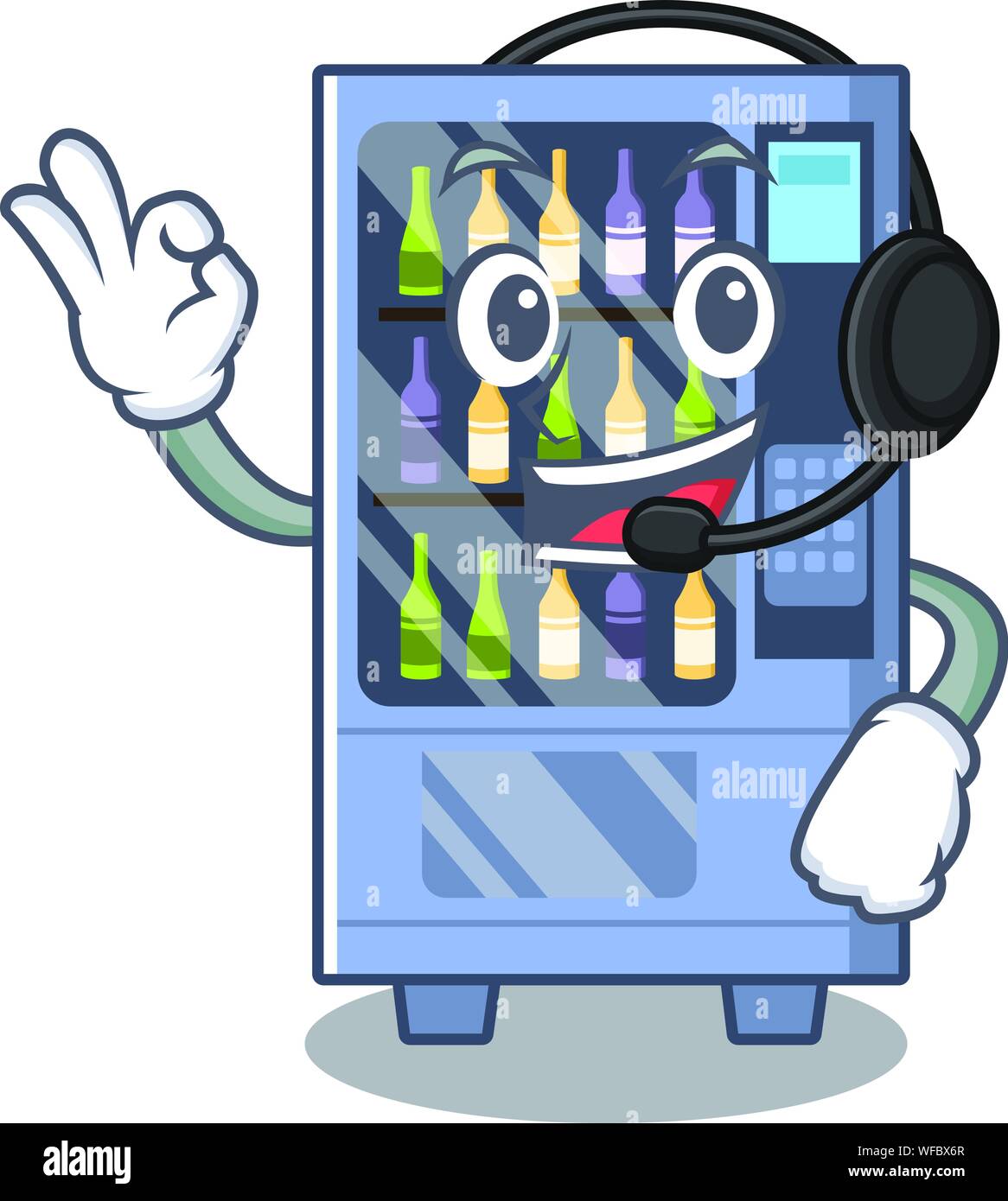 With headphone wine vending machine mascot shaped character Stock ...