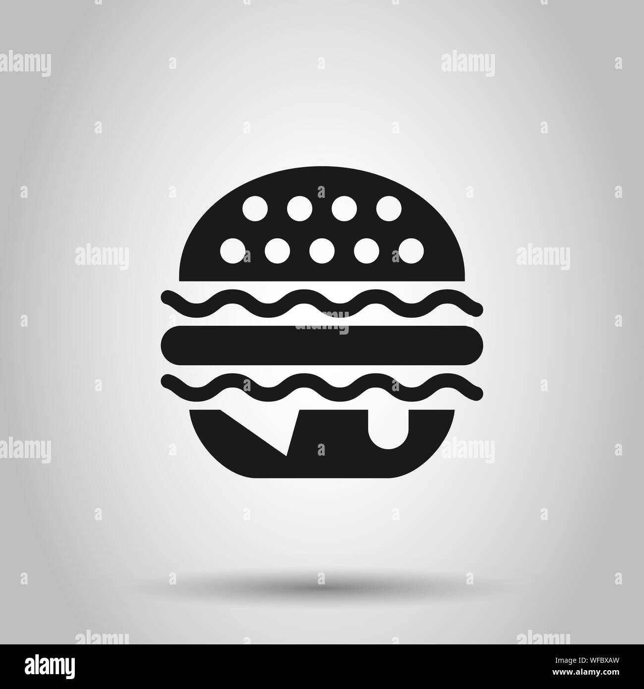 Burger sign icon in flat style. Hamburger vector illustration on ...