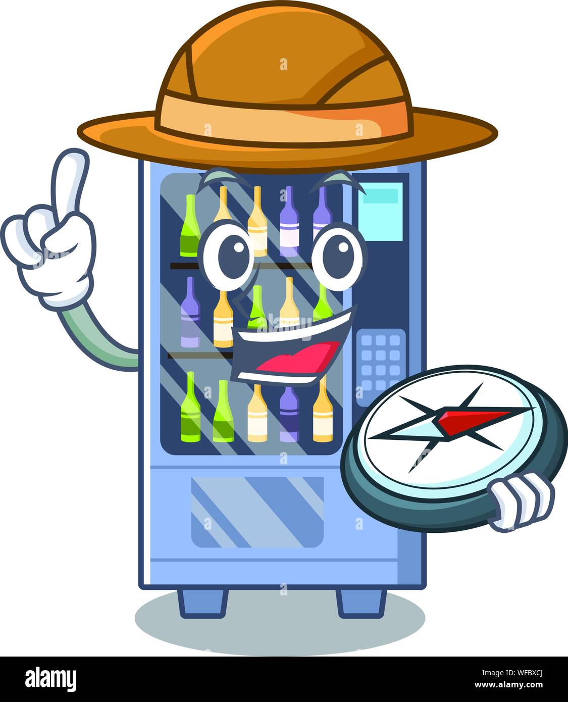 Explorer wine vending machine isolated with character Stock Vector ...