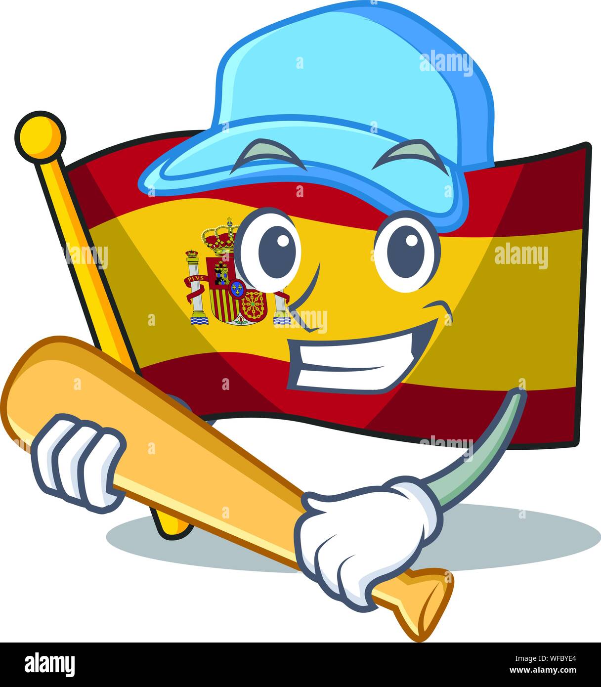 Playing baseball character spain flags formed with cartoons Stock ...