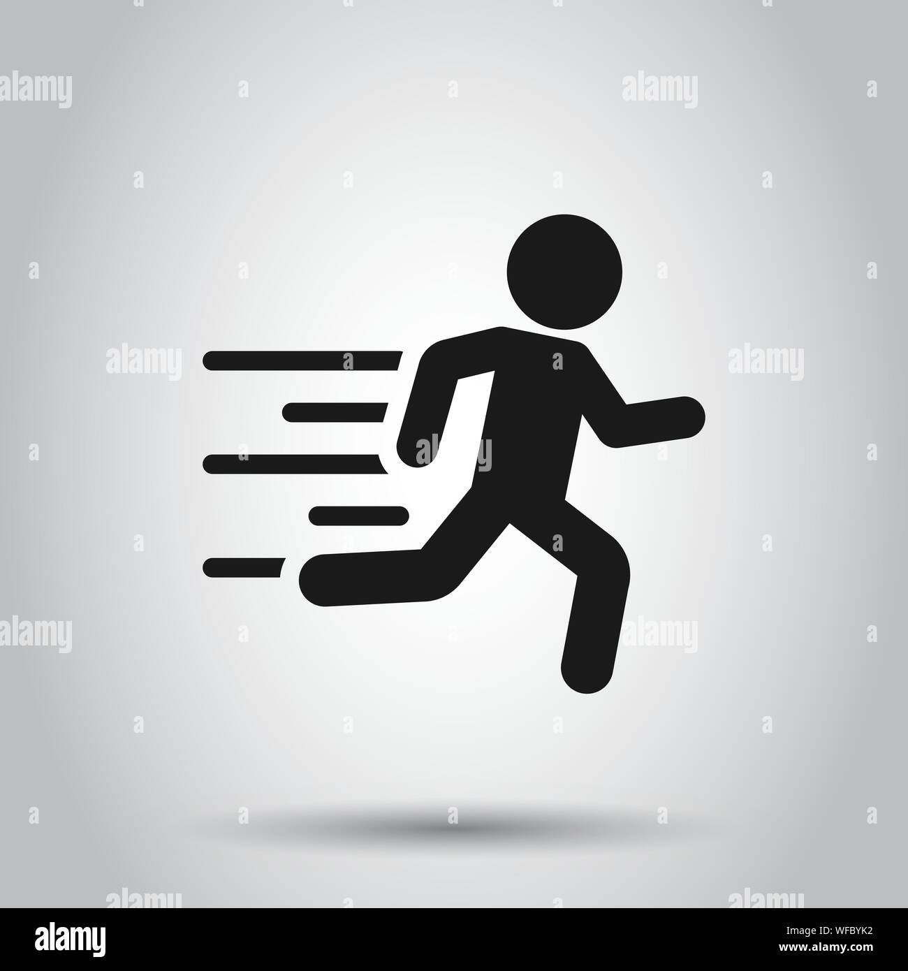 Running people sign icon in flat style. Run silhouette vector ...