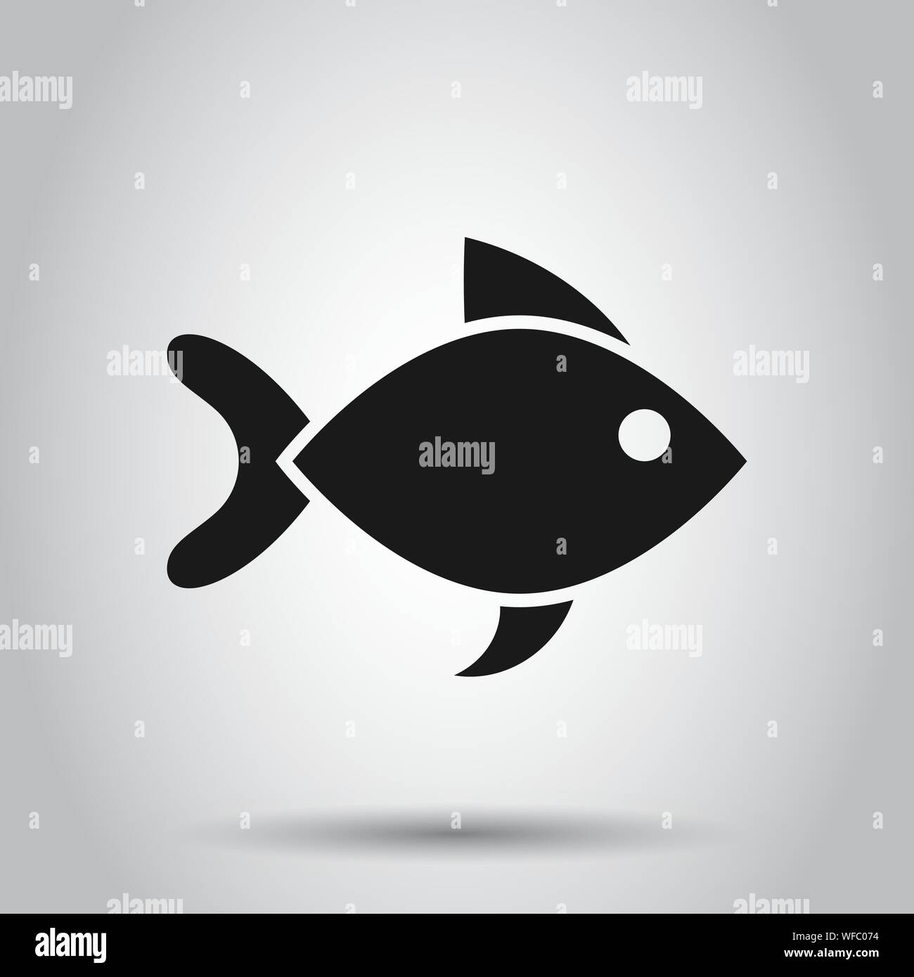Fish sign icon in flat style. Goldfish vector illustration on isolated ...