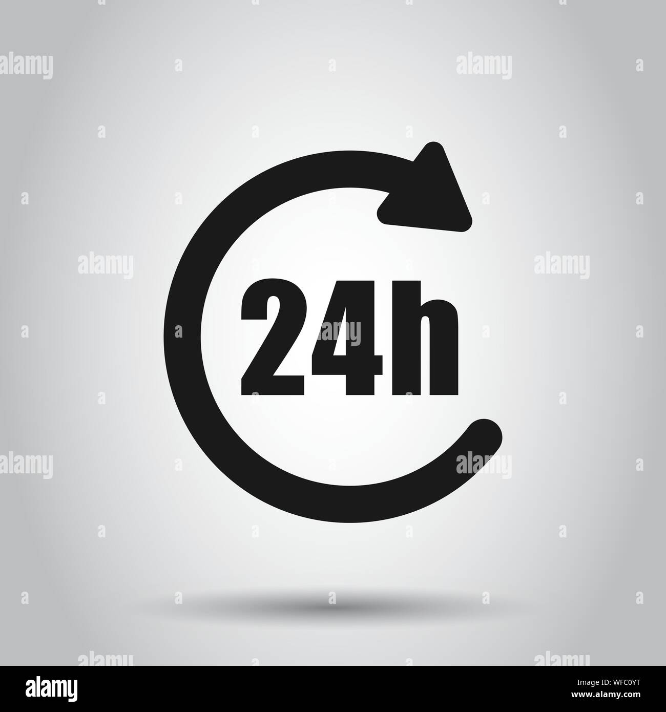 24 hours clock sign icon in flat style. Twenty four hour open vector ...