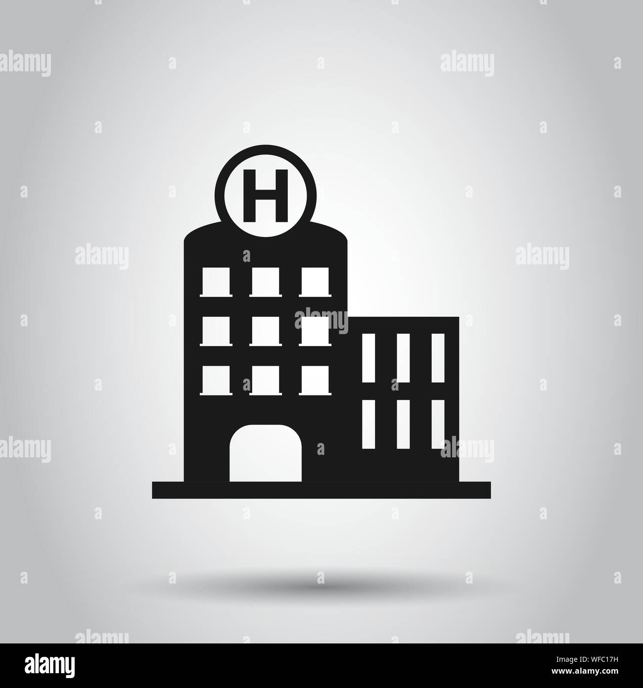 Hospital building icon in flat style. Infirmary vector illustration on ...