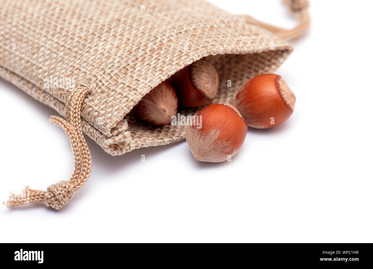 Some Nuts Hazelnuts in rag Rag or Pouch. Pouch of Nuts Stock Photo - Alamy