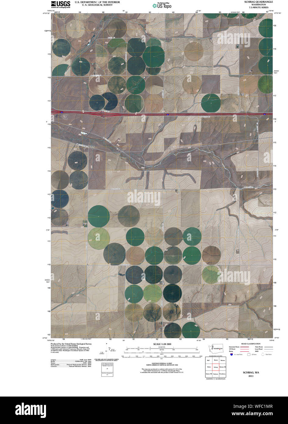 USGS Topo Map Washington State WA Schrag 20110401 TM Restoration Stock ...