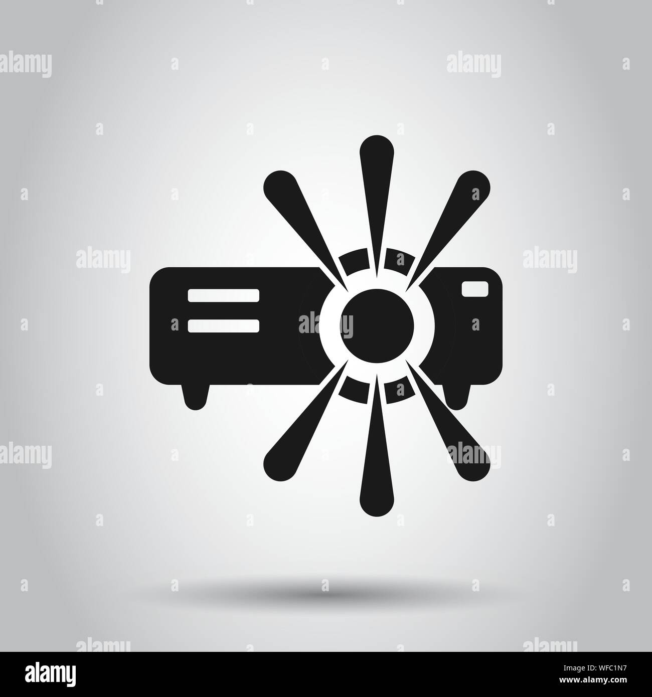 Video projector sign icon in flat style. Cinema presentation device ...