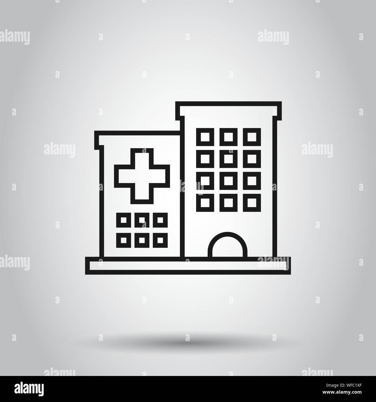Hospital building icon in flat style. Infirmary vector illustration on ...