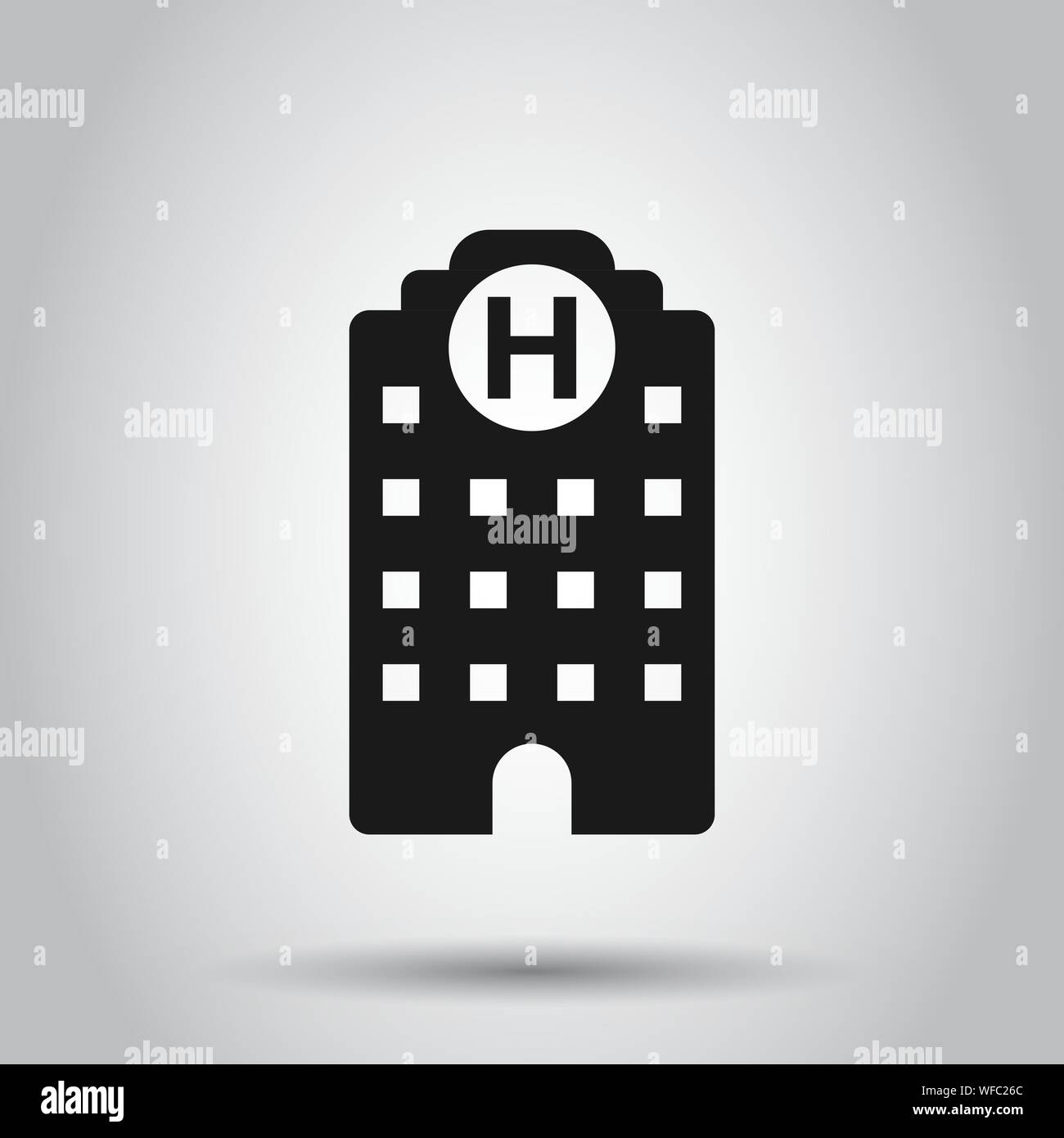 Hospital building icon in flat style. Infirmary vector illustration on ...