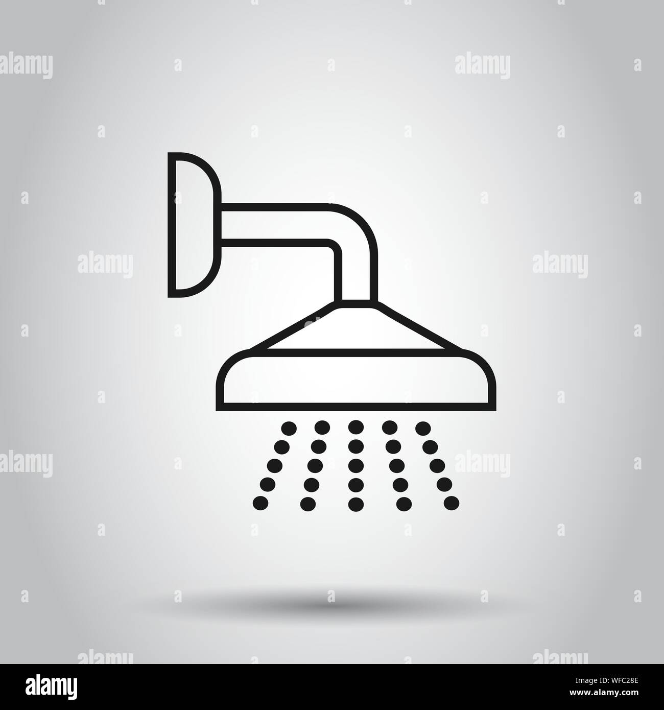 Shower sign icon in flat style. Bathroom water device vector ...