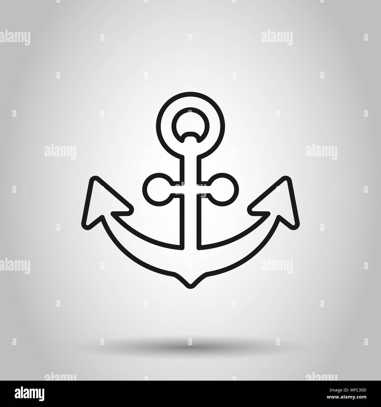 Boat anchor sign icon in flat style. Maritime equipment vector ...