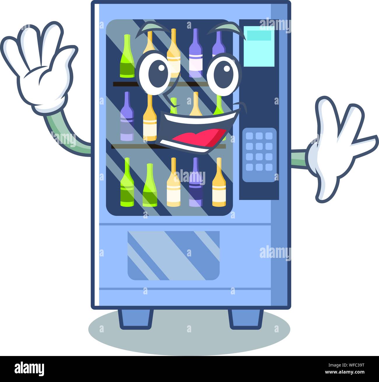Waving wine vending machine on a mascot Stock Vector Image & Art - Alamy