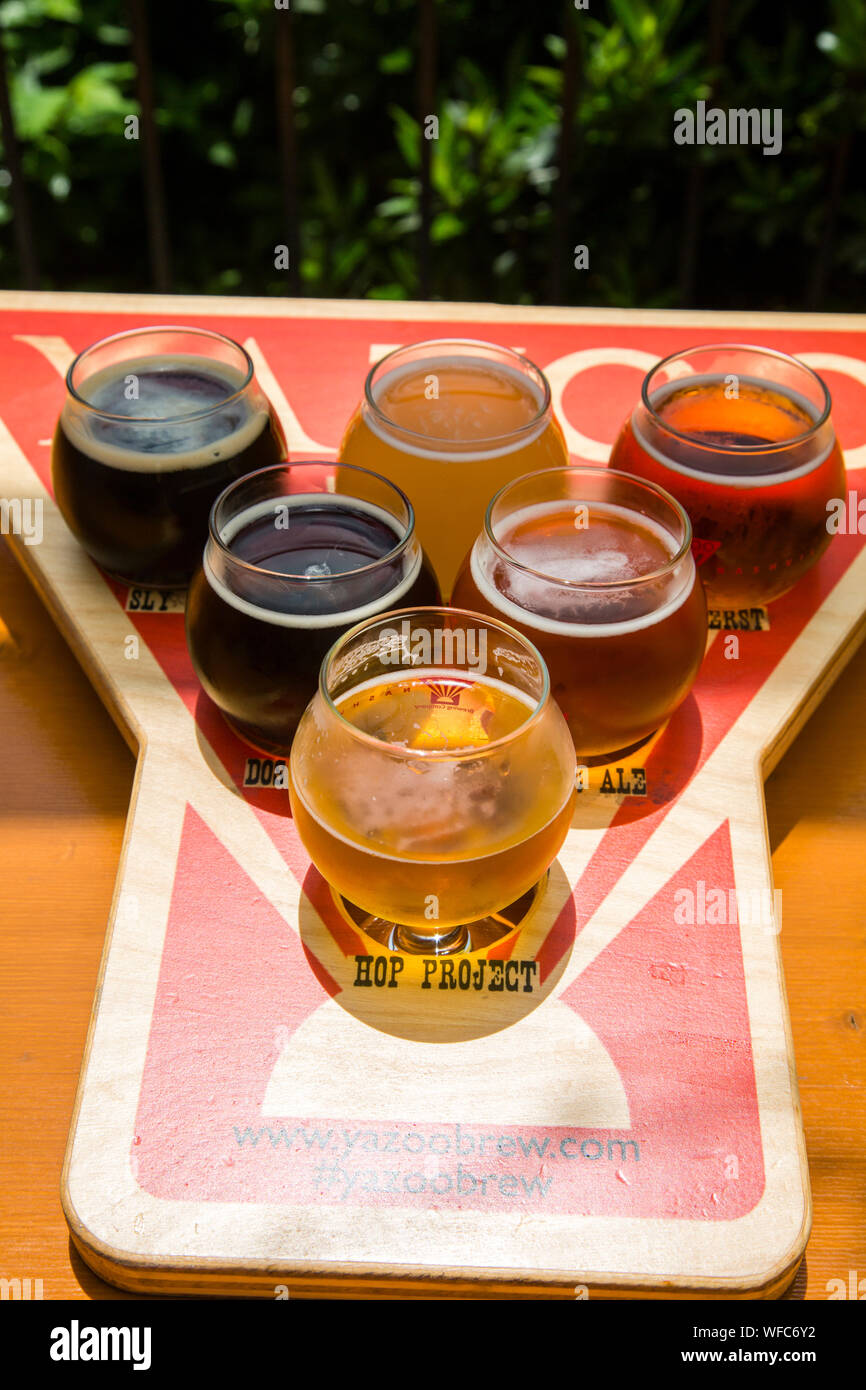 Beer tasting paddle at Yazoo Brewing Company, Nashville, Tennessee ...