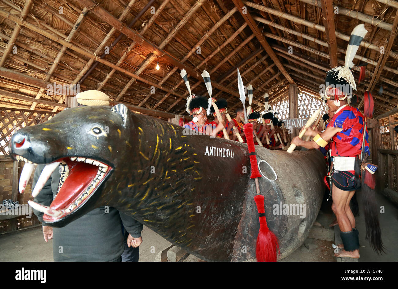 Chang Tribe Beating Tribal Drum, Hornbill festival, Nagaland, India ...