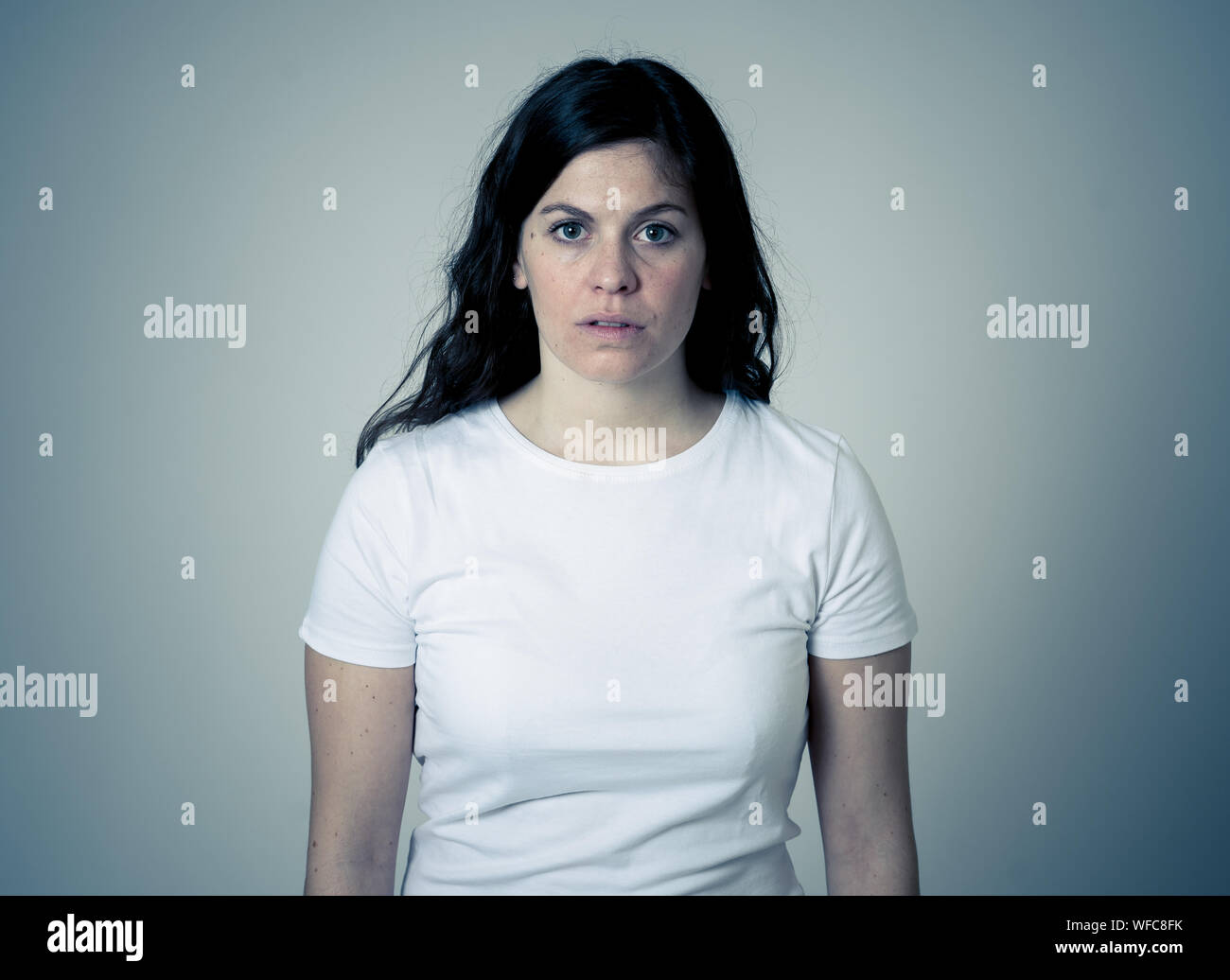 Facial expressions and emotions. Portrait of Young attractive caucasian ...