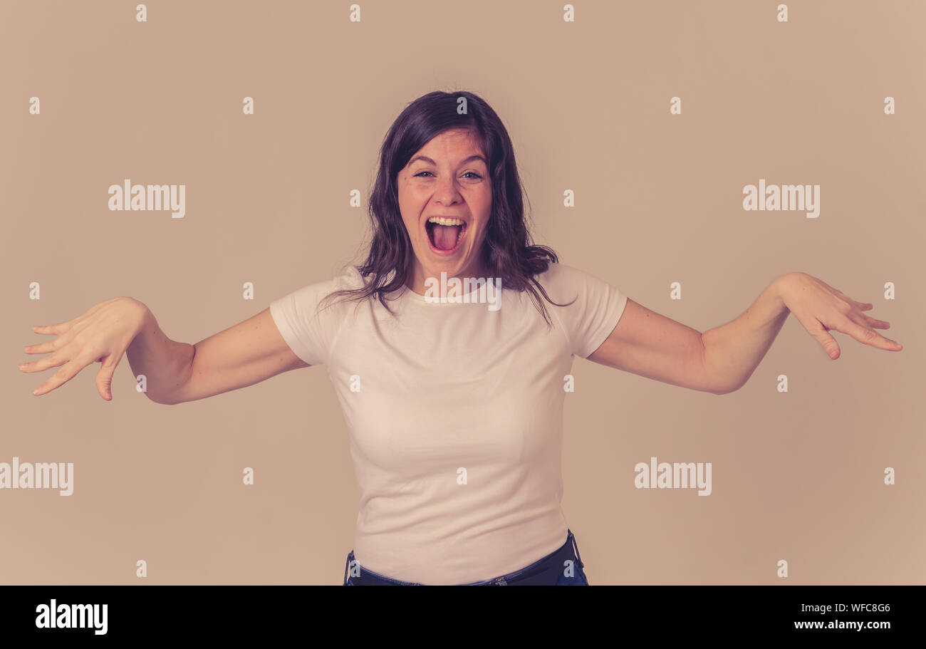 Facial Expression, Human Emotions and celebration. Portrait of ...