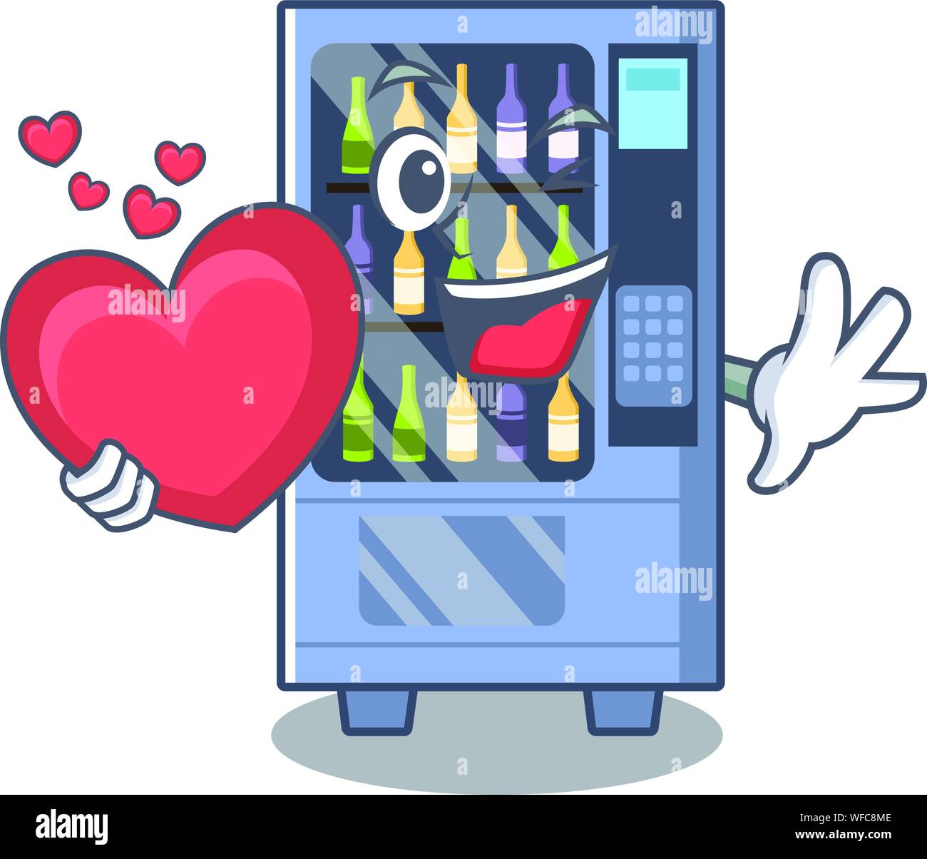 With heart wine vending machine isolated with character Stock Vector ...