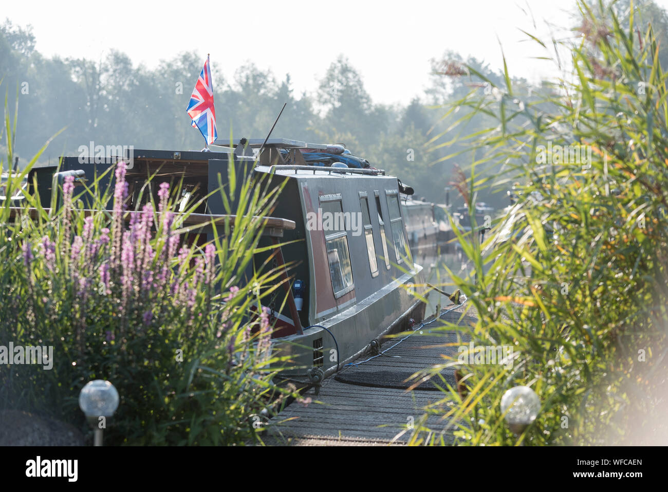 canal boat on british water holiday Stock Photo - Alamy