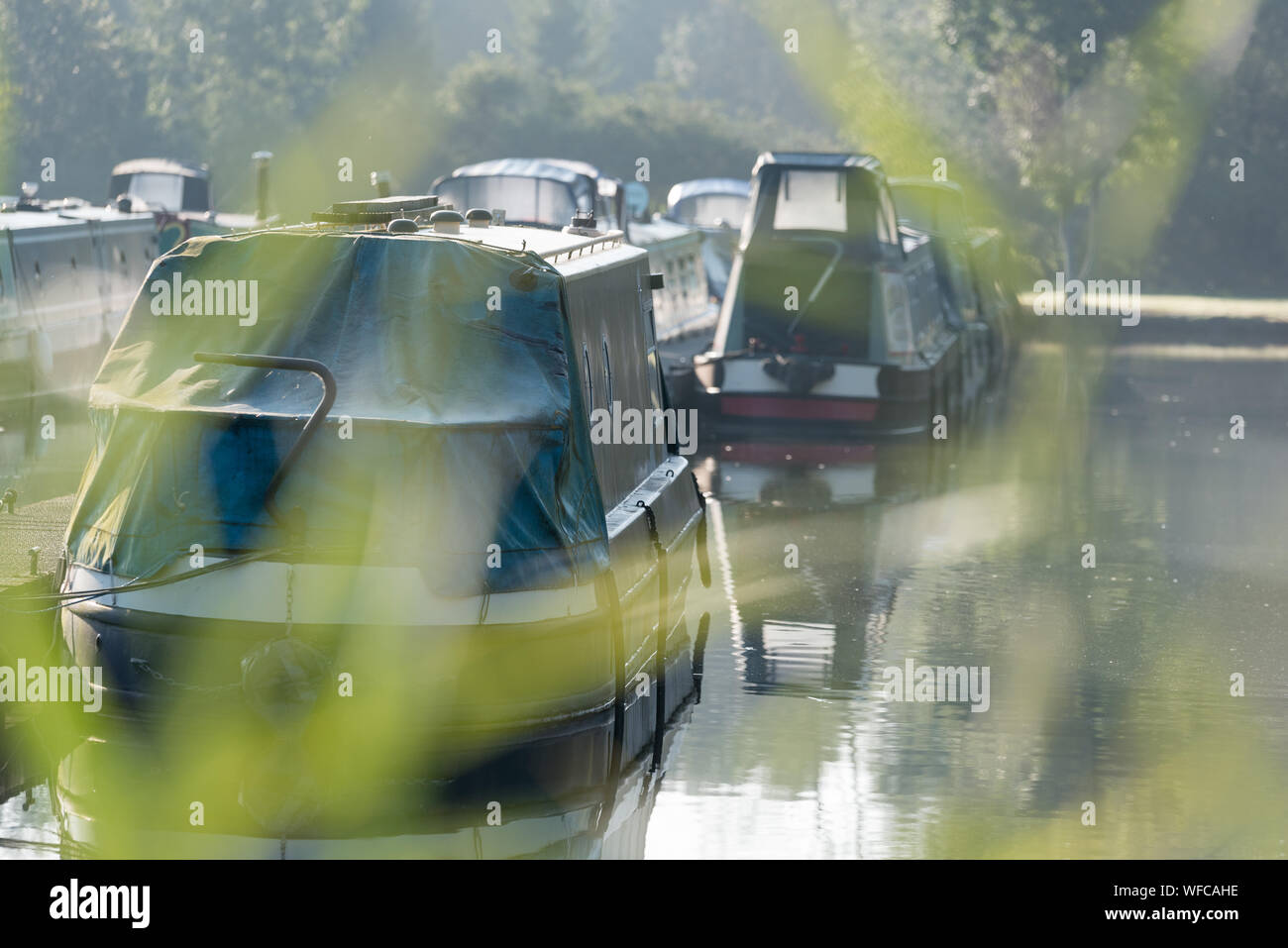 canal boat on british water holiday Stock Photo - Alamy