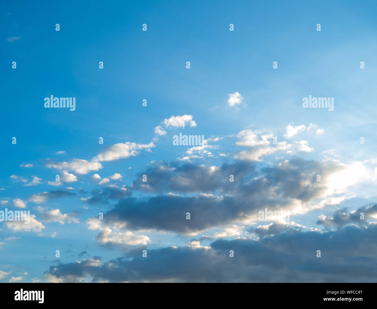 The sky at sunset, Sunny background, blue sky with white clouds ...